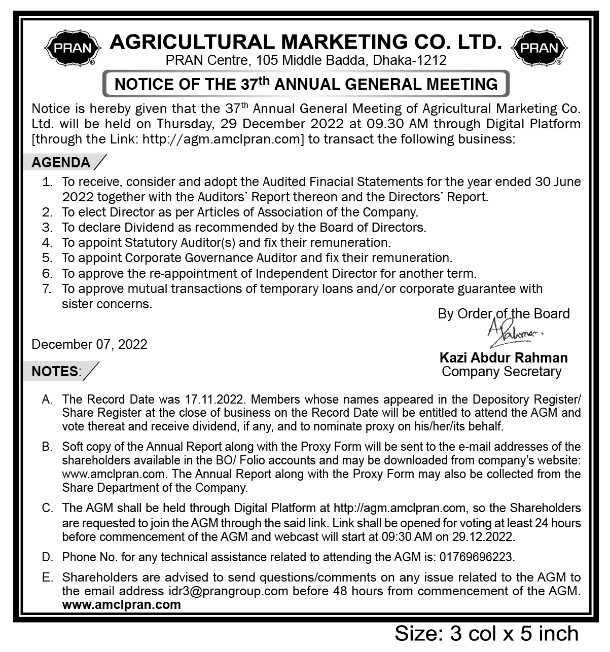 Agricultural Marketing Company Limited
